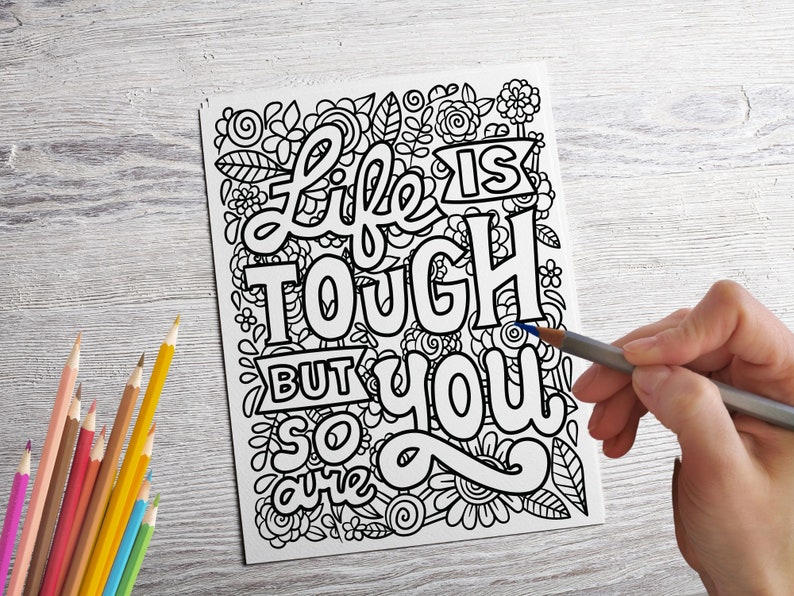 50 Adult Motivational Quotes Coloring Pages for Mental Health and ...