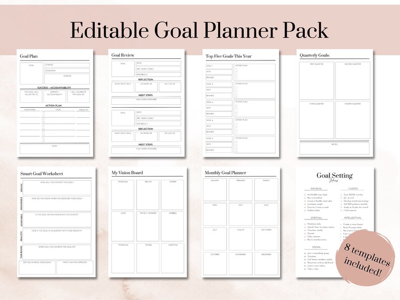 Goal Planner BUNDLE, 2023 Goals Tracker, SMART Goal Setting Kit, New ...