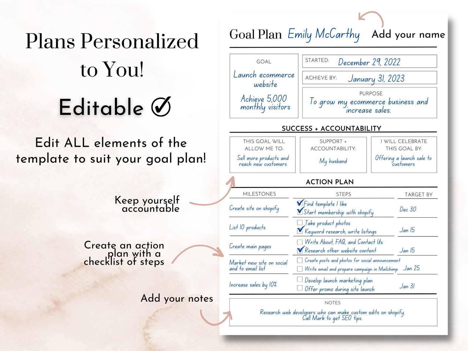 Goal Planner BUNDLE, 2023 Goals Tracker, SMART Goal Setting Kit, New ...