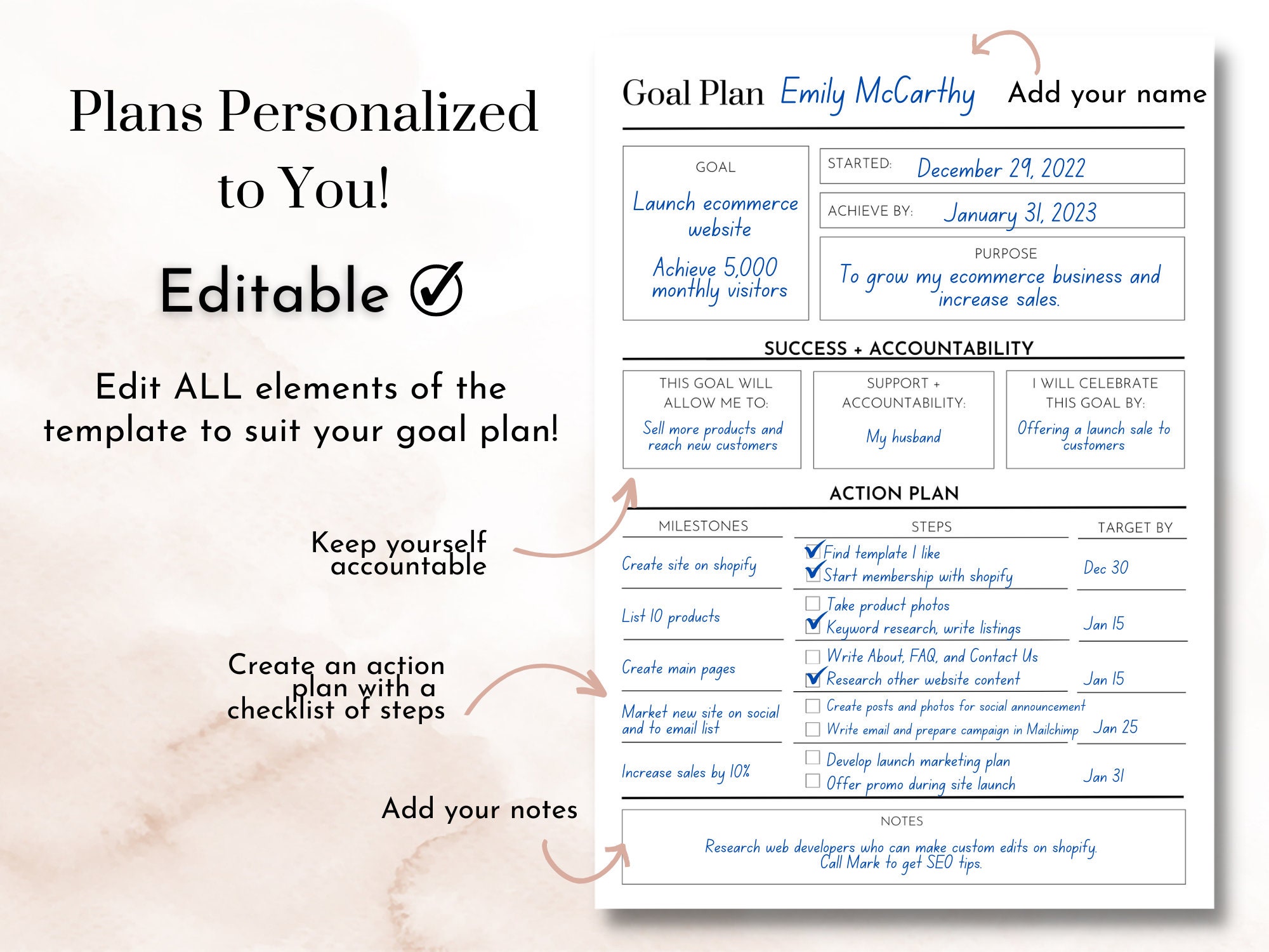 Goal Planner BUNDLE, 2023 Goals Tracker, SMART Goal Setting Kit, New ...