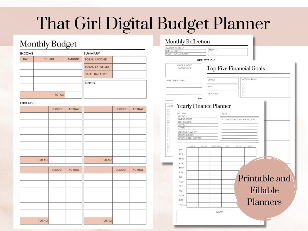 That Girl Budget Planner, Finance Tracker, Digital Budget Template ...