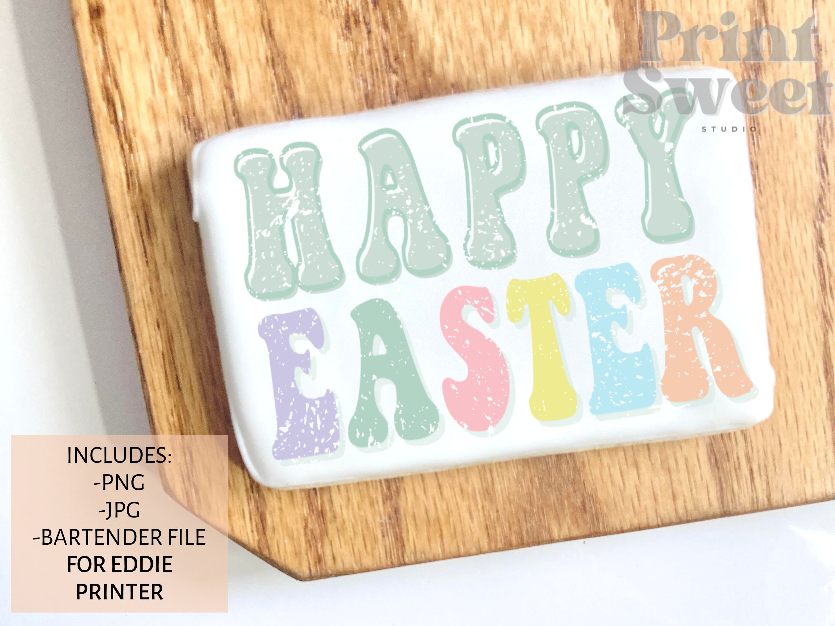 Happy Easter Cookie Digital File Download, Groovy Png, Jpg, Bartender ...