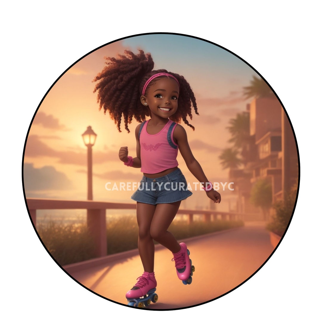 Kate: A Digital Decal of an Adorable Black Little Girl Roller Blading ...