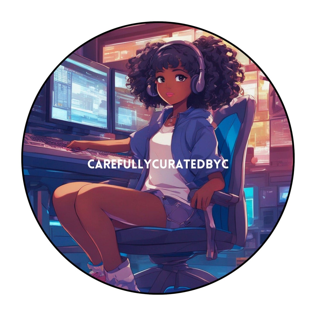 Isa: A Digital Anime Style Decal of a Cute Young Black Girl With Her ...