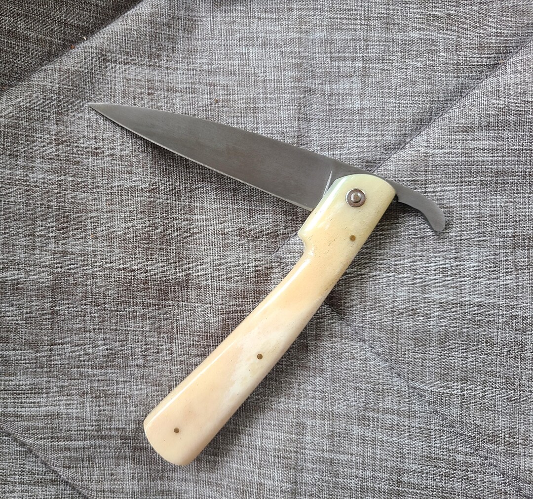 Wootz Crucible Damascus Friction Folder With Camel Bone Handle - Etsy