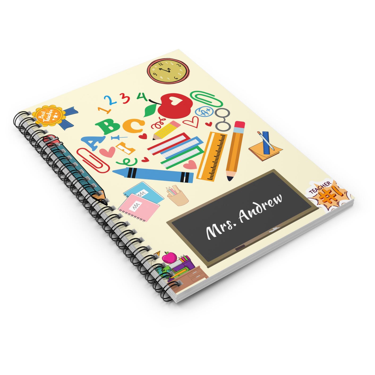 Personalized Teacher Spiral Notebook, Custom Classroom Gift, Ruled Line ...