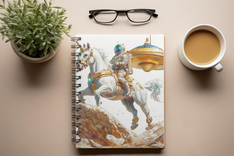 Astronaut and Unicorn Design Notebook - Sci-fi and Fantasy Spiral ...