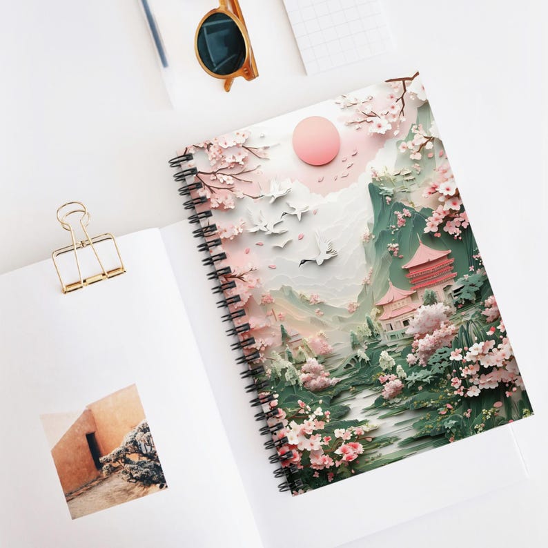 Japanese Cherry Blossom Notebook – Sakura Landscape Art Journal - Etsy