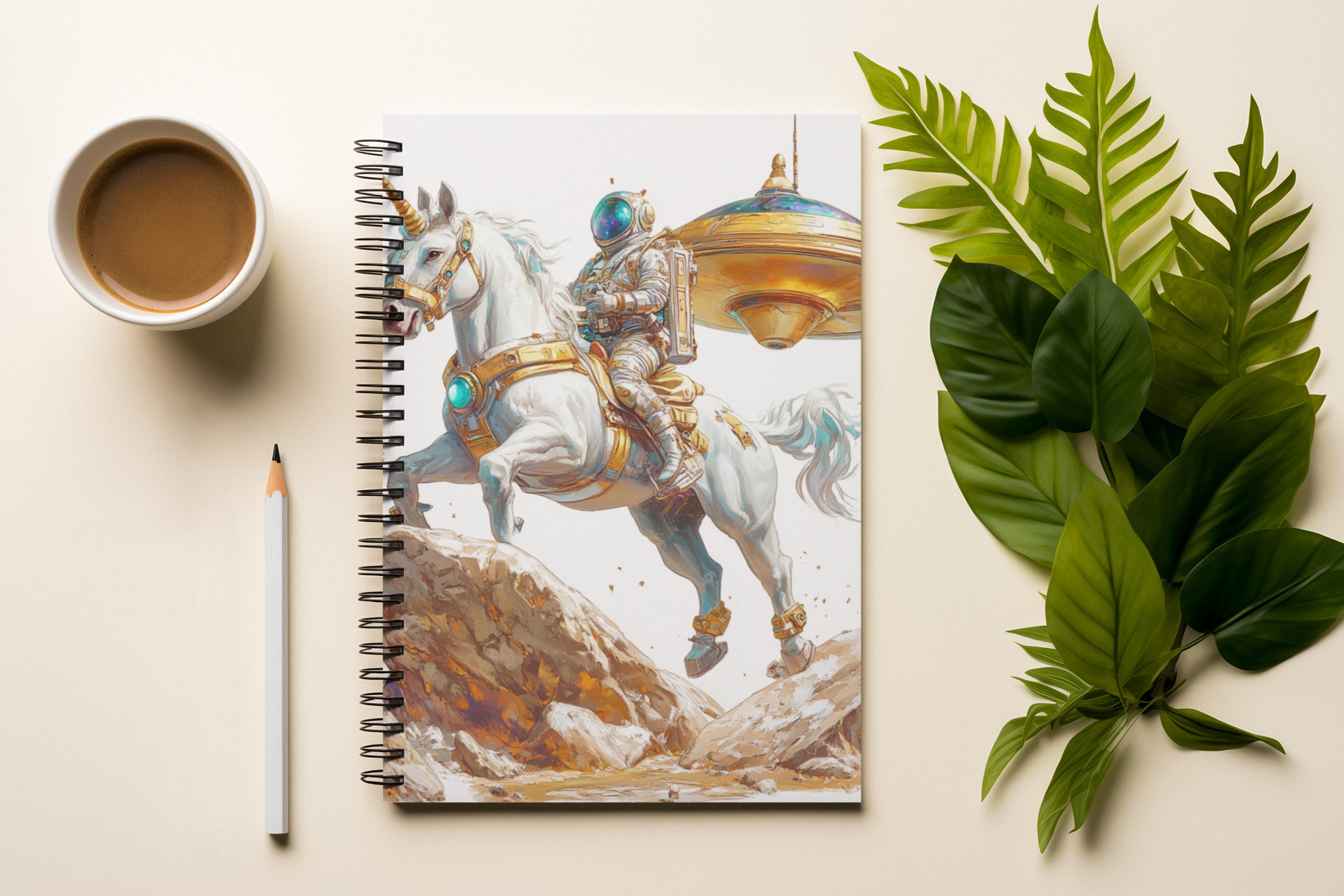 Astronaut and Unicorn Design Notebook - Sci-fi and Fantasy Spiral ...