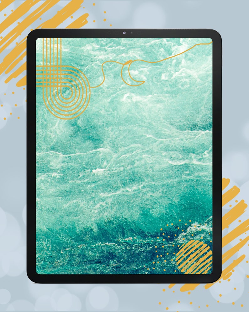 Aesthetic Teal and Gold Pad Wallpapers | 3 Tablet Background Designs ...