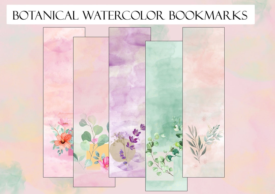 Bookmarks | Printable | Botanical | Watercolor | Five Different Designs ...