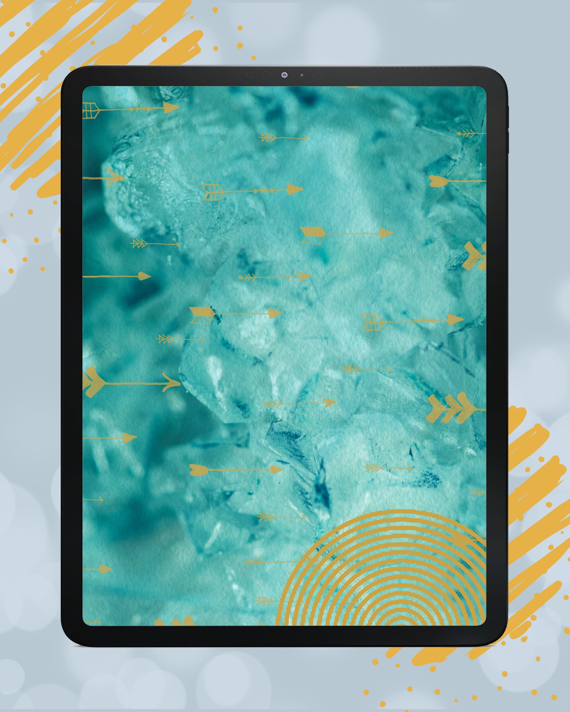Aesthetic Teal and Gold Pad Wallpapers | 3 Tablet Background Designs ...