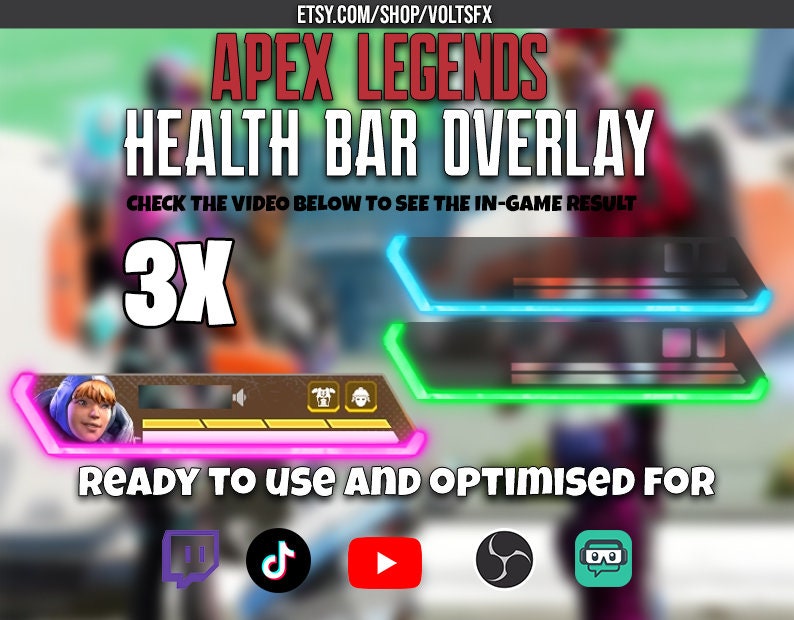 3x Apex Legends Custom Animated Health Bar Overlay - Transparent Overlays for Streaming and ...