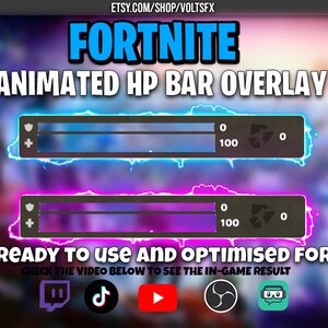 2x Fortnight Outline Health Bar Overlays Blue and Purple OBS, Xsplit ...