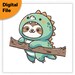 Dino-sloth Adventure - Playful Sloth in Dinosaur Costume PNG - Digital ...