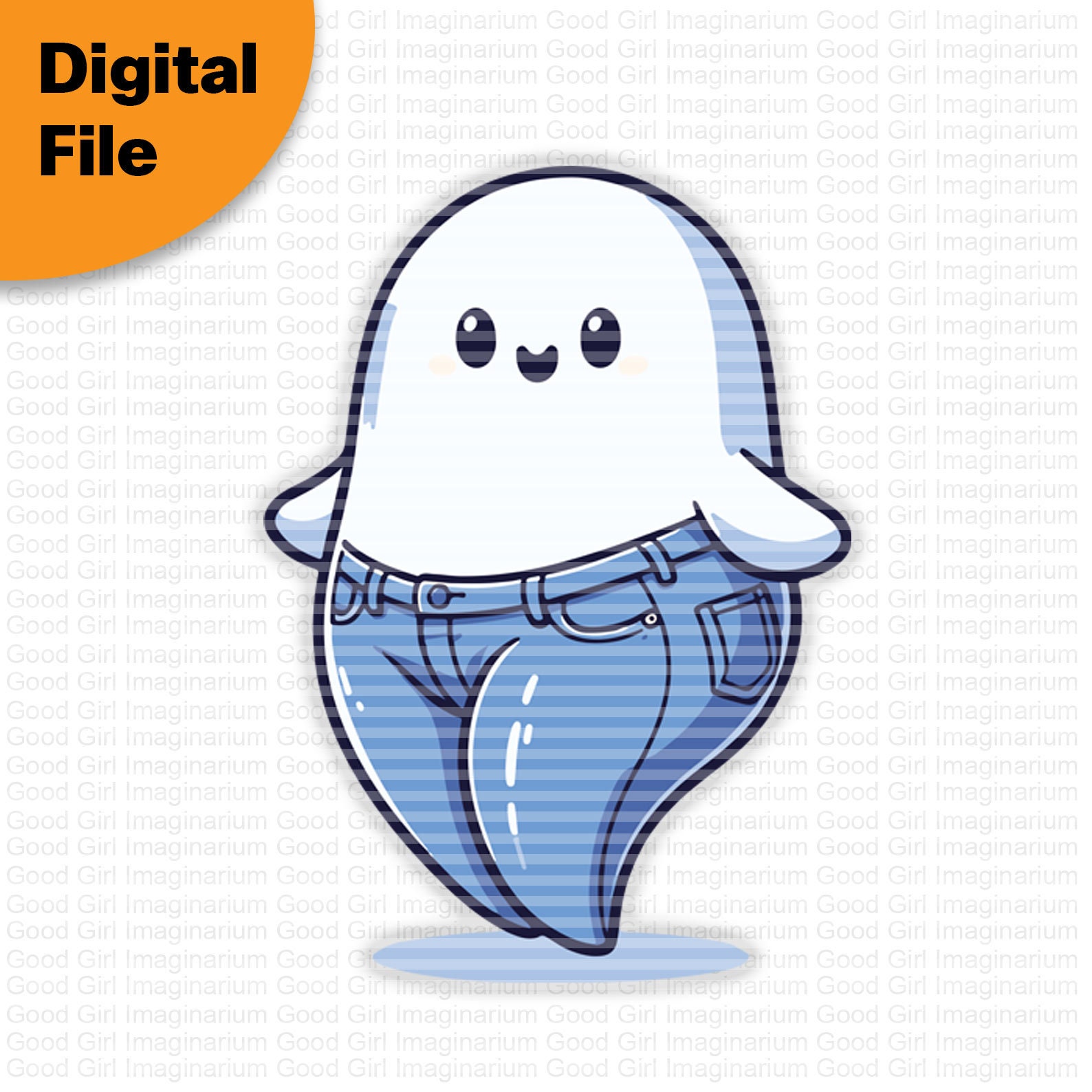 Boo-tilicious Denim Ghost" - Quirky Ghost in Jeans PNG Collection for ...