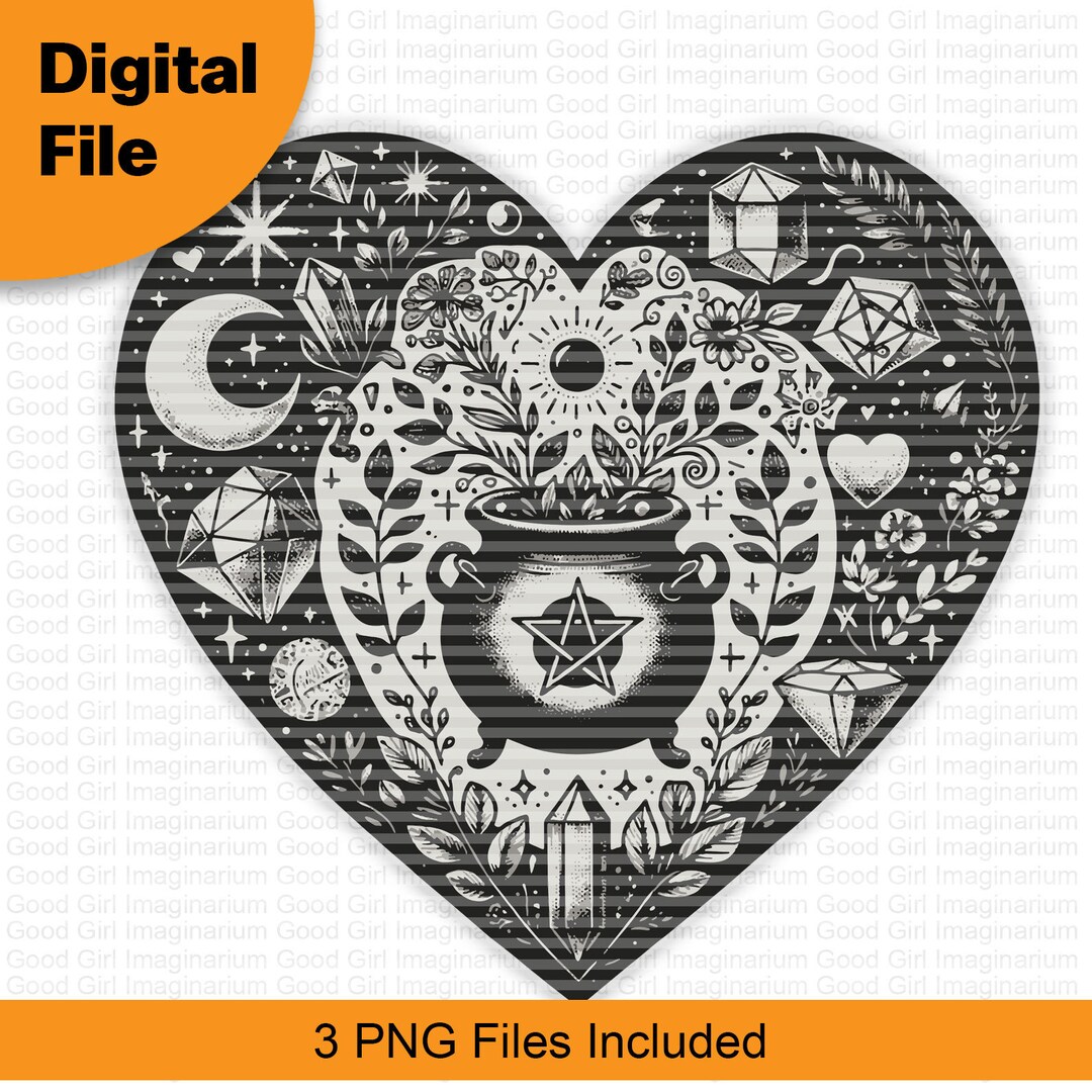 Enchanted Witchy Heart PNG – for Lovers of the Mystical & Adorable ...