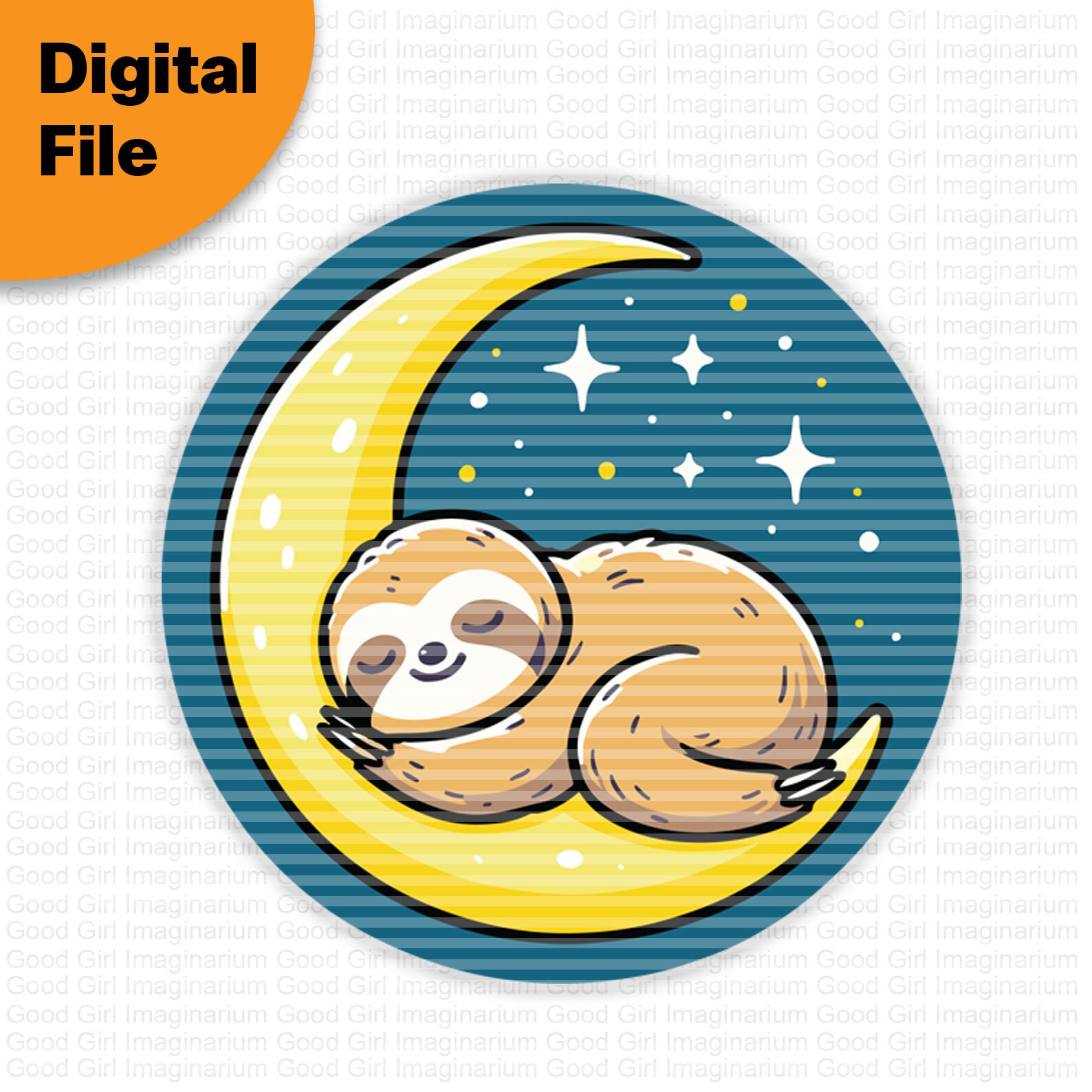 Slumbering Sloth on the Moon Dreamy Nighttime PNG Image for Crafting ...