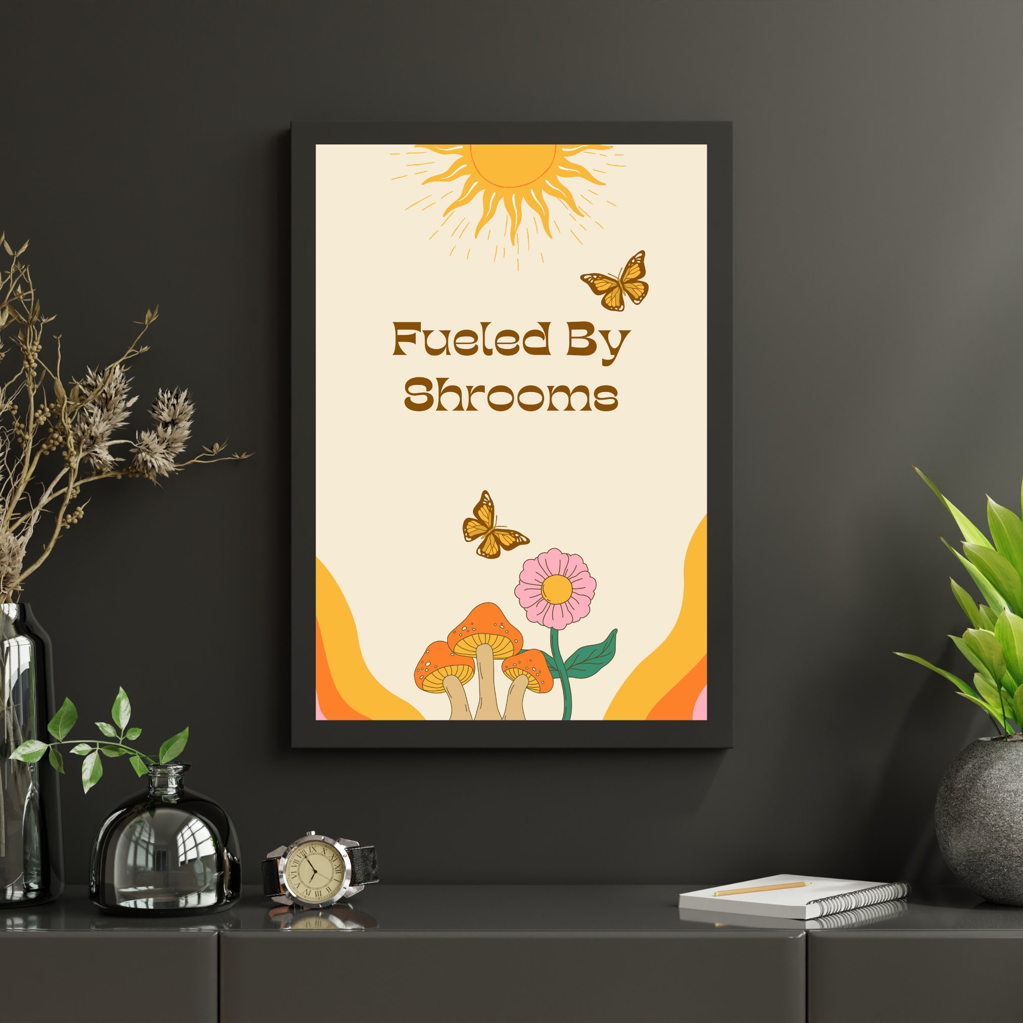 Bohemian Mushroom Art Print, Whimsical Nature Inspired Decor, Fueled by ...