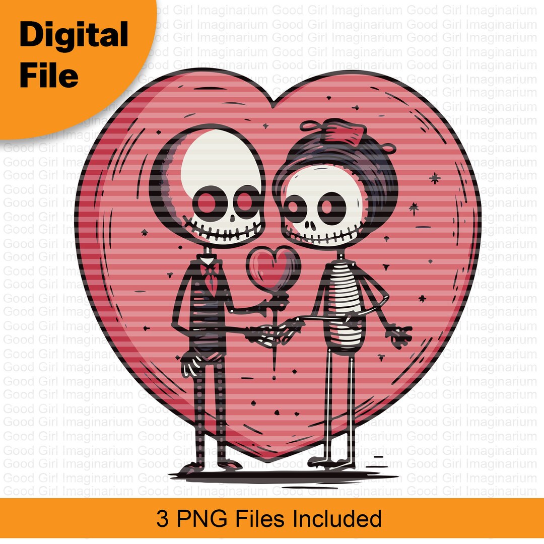 Charming Skeleton Lovers – Embrace the Cute & Macabre! - PNG Digital ...
