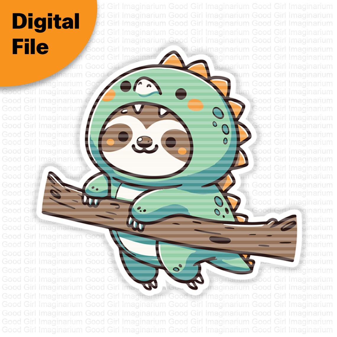 Dino-sloth Adventure - Playful Sloth in Dinosaur Costume PNG - Digital ...