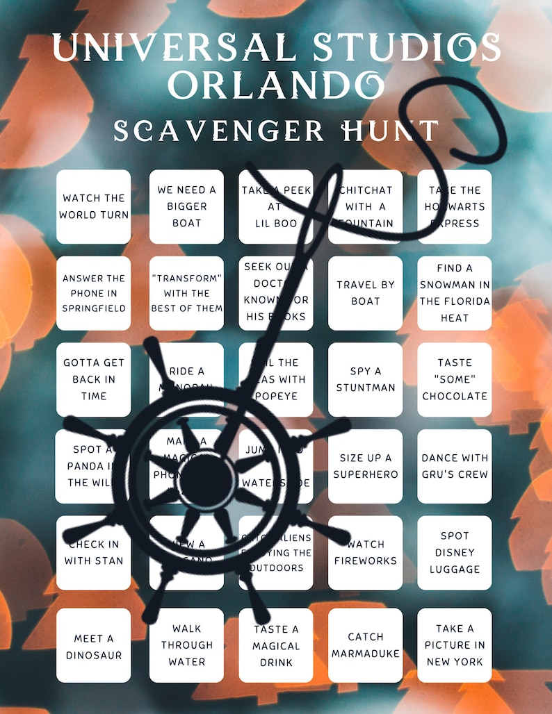Universal Studios Orlando Scavenger Hunt - Fall/autumn - Etsy