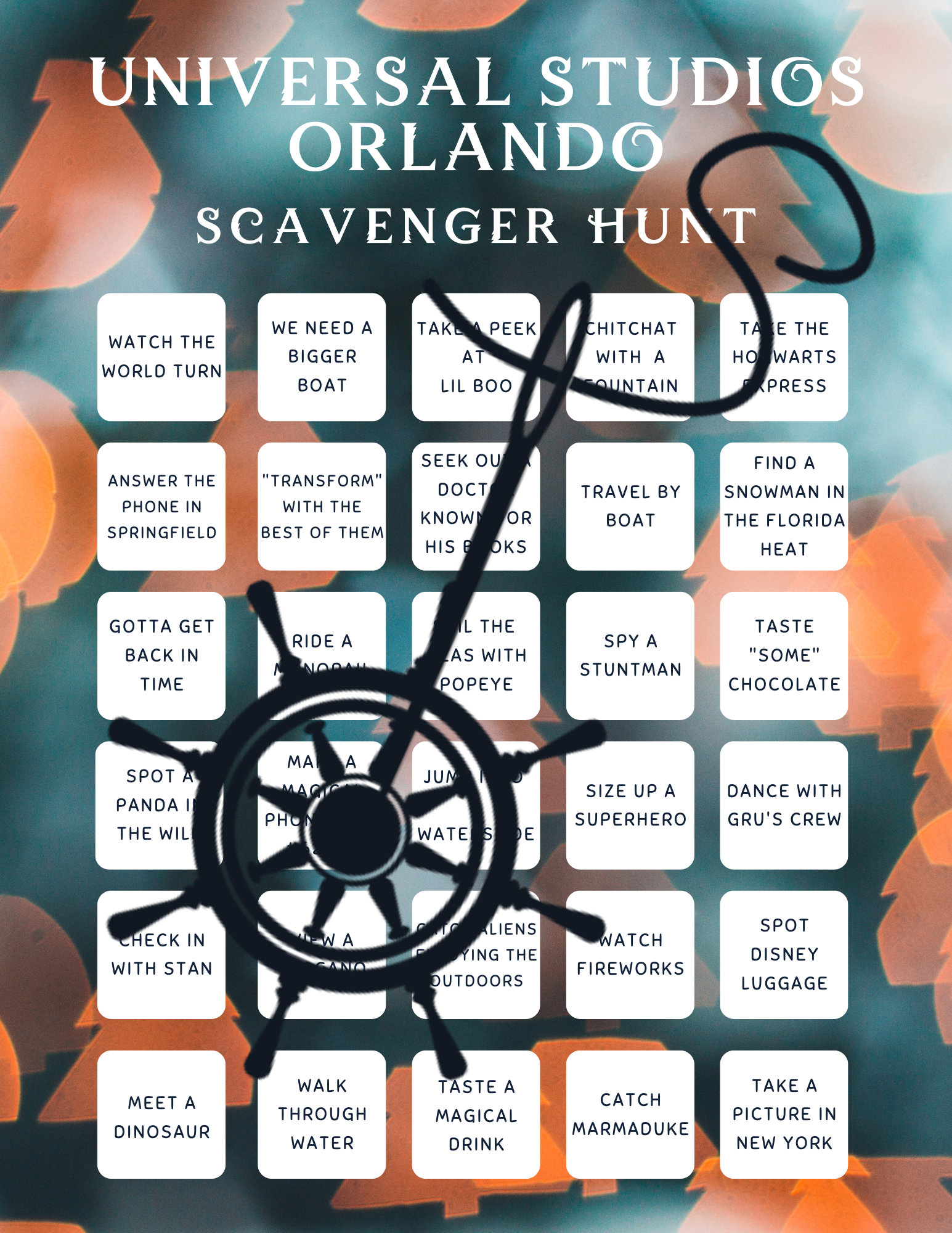 Universal Studios Orlando Scavenger Hunt - Fall/autumn - Etsy
