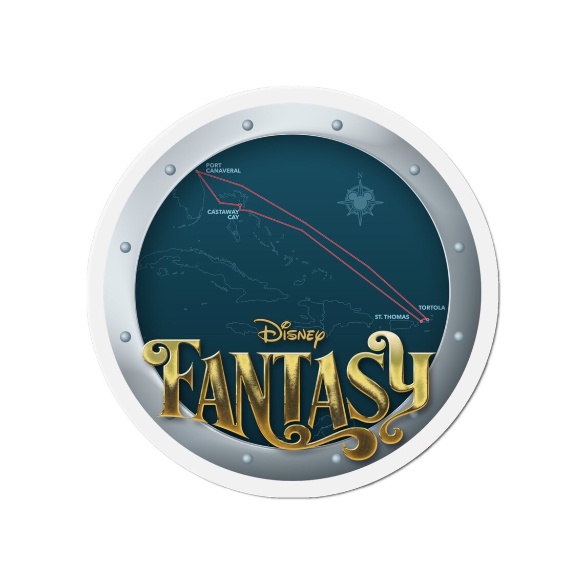 Disney Fantasy Itinerary Round Die-cut Magnet Port Canaveral, Castaway ...