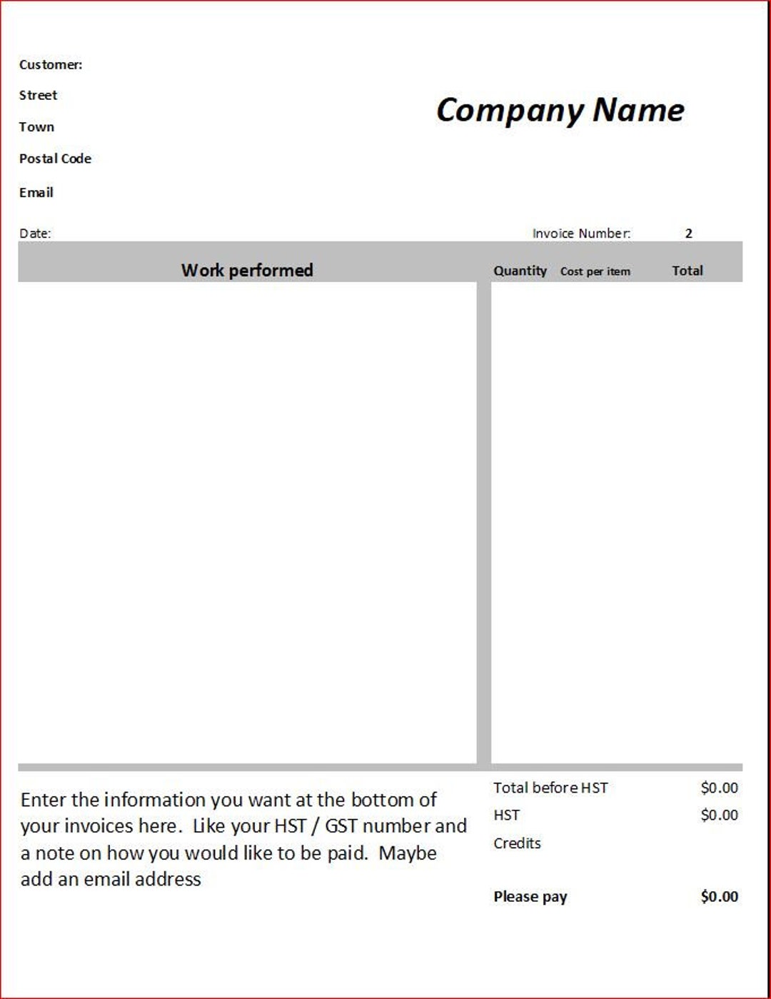 Invoice Templates That Capture HST - Etsy