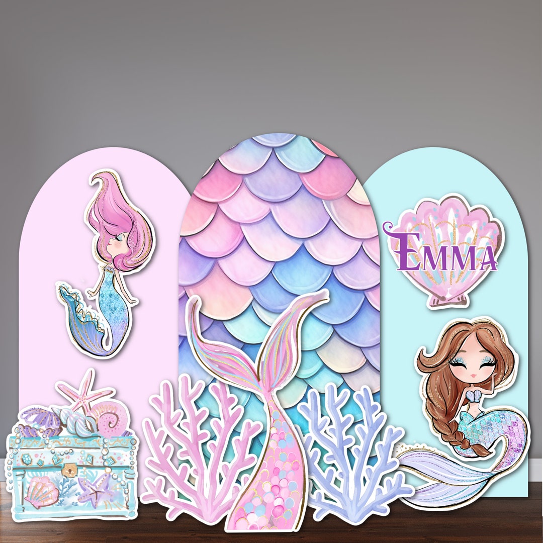 Set of 7 Personalized Mermaid Themed Foam Board Cut Outs - Etsy
