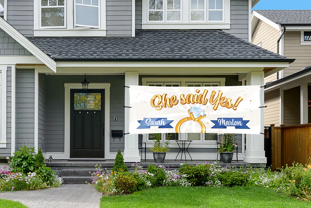 She Said Yes Engagement Vinyl Banner, Marriage Proposal Vinyl Banner ...