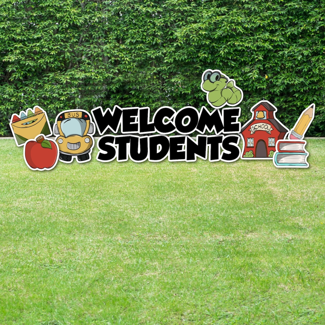 Welcome Students Back to School Yard Letters and Retro School Themed ...