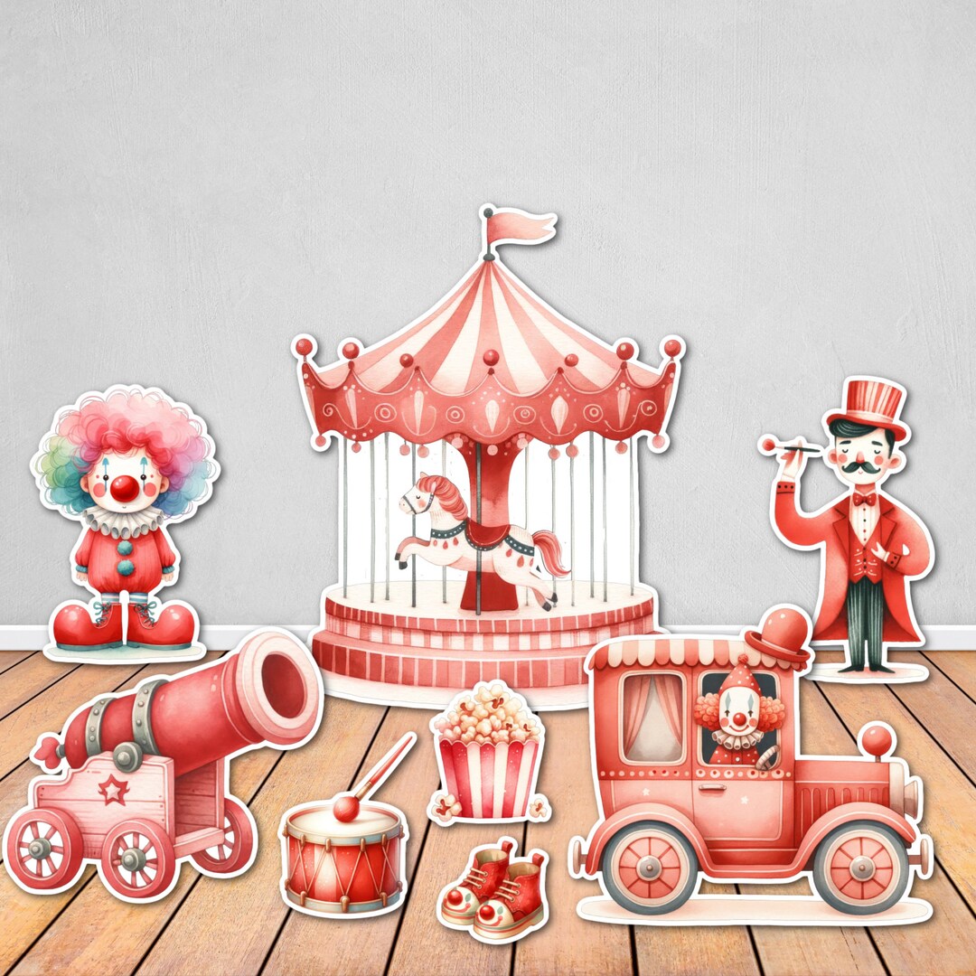 Red Circus Foam Board Cut Outs, Circus Birthday Props, Carnival ...