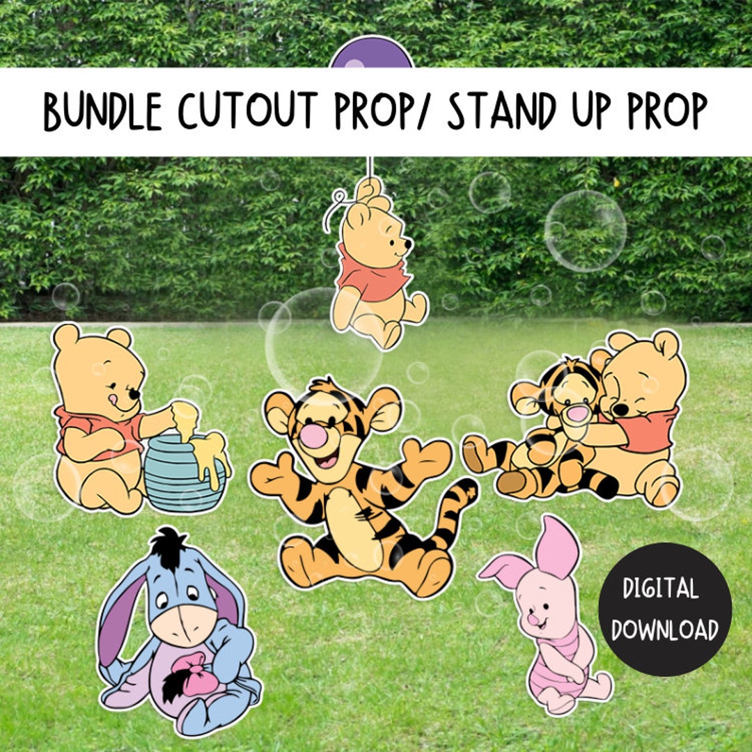 Winnie the Pooh Cutouts PNG & SVG Instant Download, Kids Birthday Party ...
