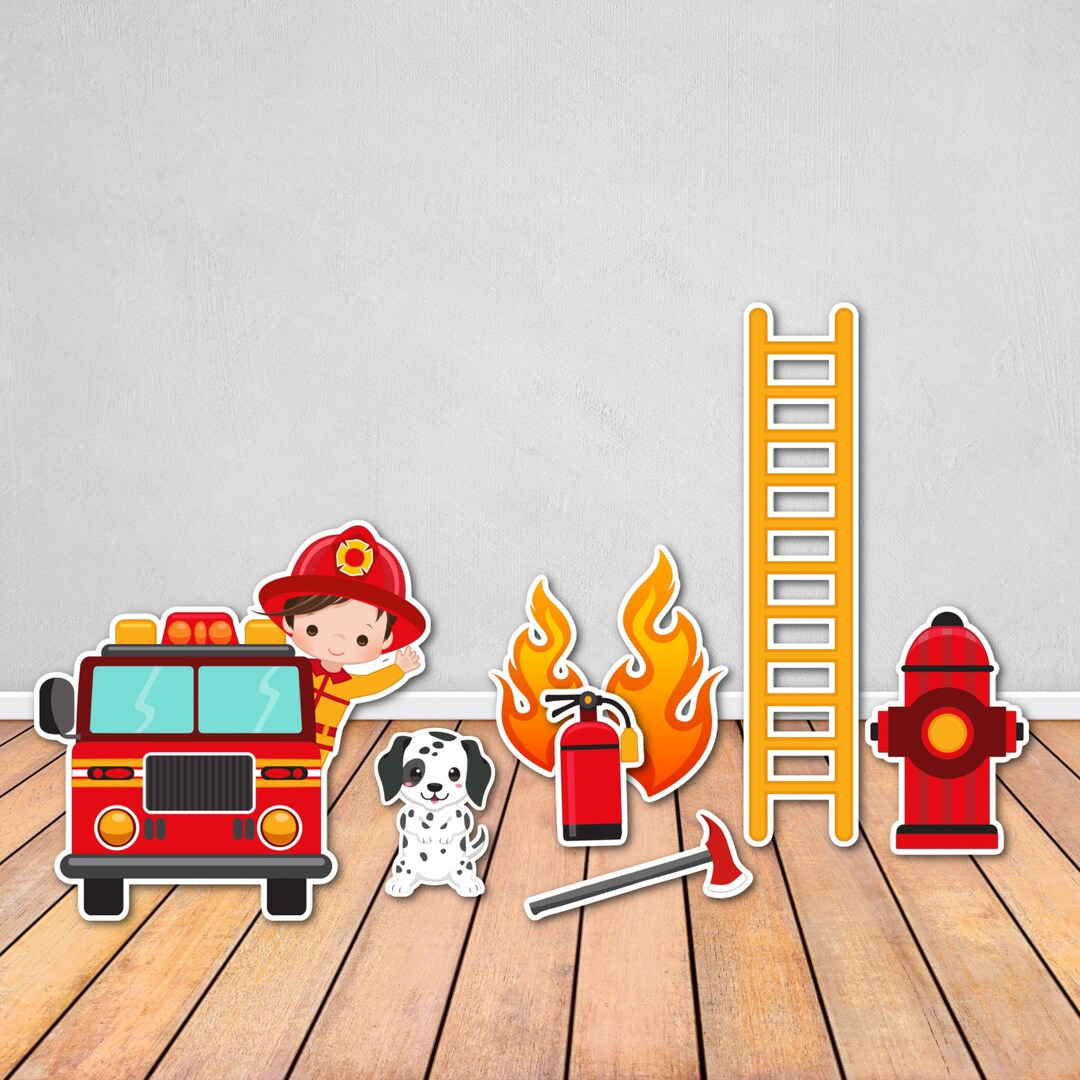 Firefighter Foam Board Cut Outs, Firetruck Birthday Decorations ...