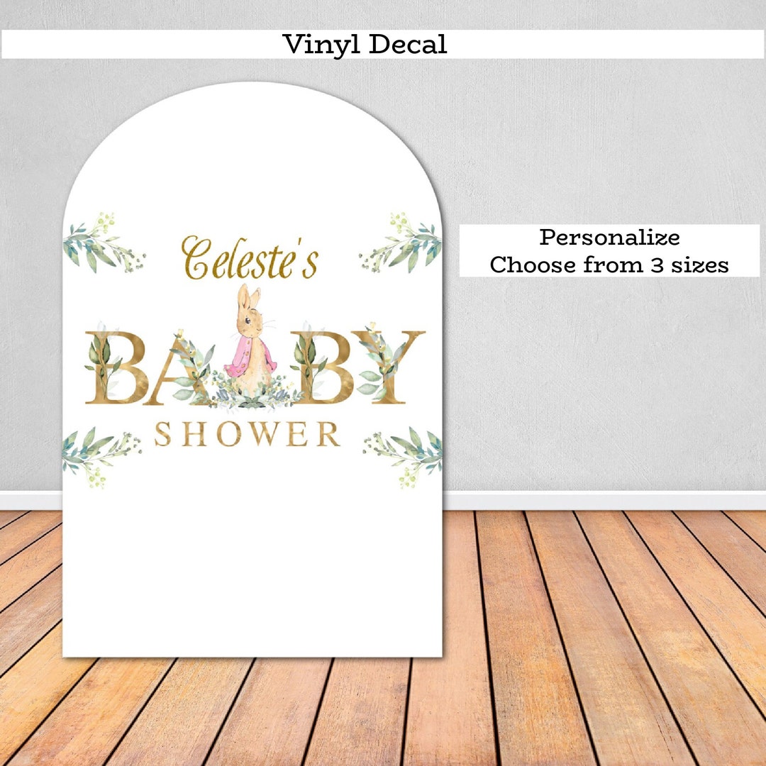 Personalized Pink Peter Rabbit Baby Shower Vinyl Chiara Arch Decal ...