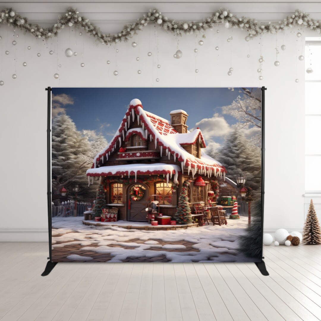 Santas Workshop Photo Backdrop, Personalized Christmas Party Backdrop ...