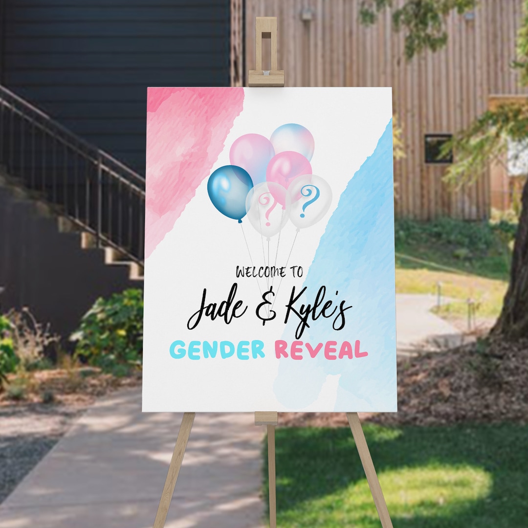 Personalized Pink and Blue Gender Reveal Welcome Sign, Gender Reveal ...