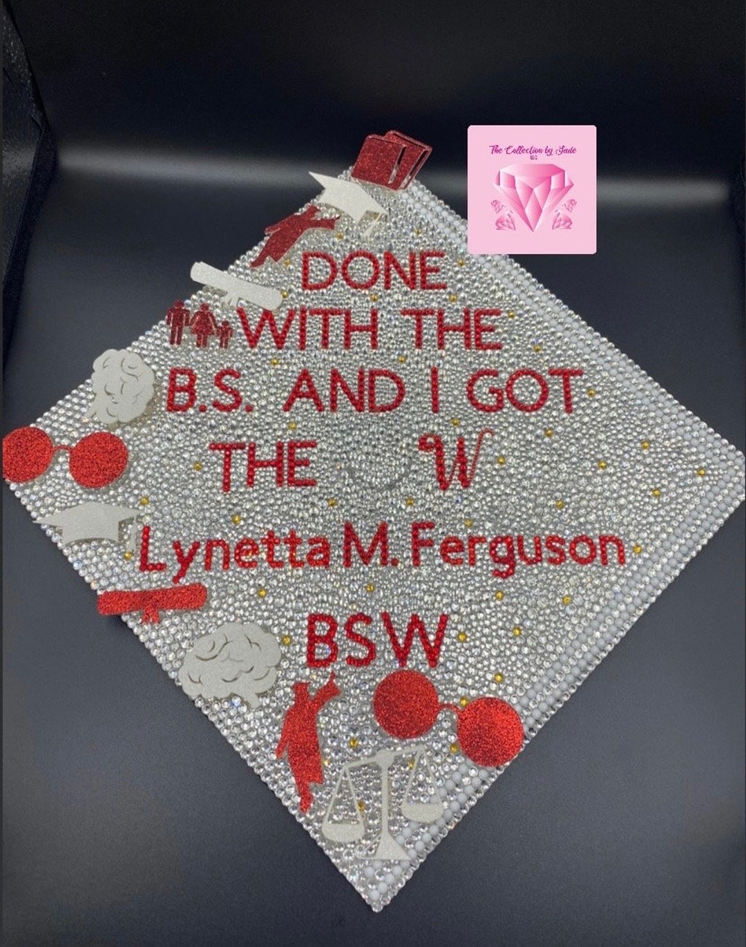 Custom Graduation Topper Cap, Rhinestone Topper, College Topper, Gifts ...