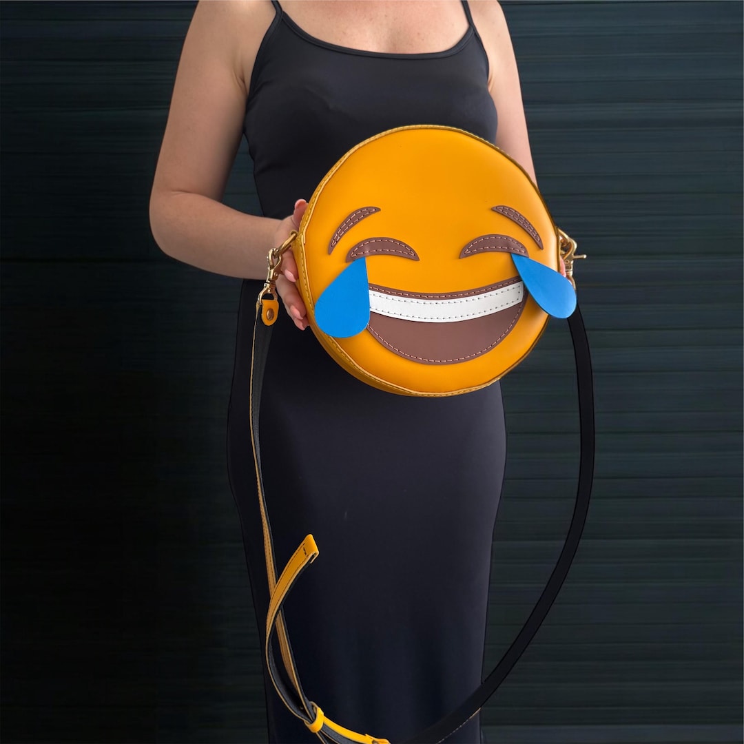 Leather Smiley Face Bag–handmade Emoji Crossbody Bag–funny Laughing ...
