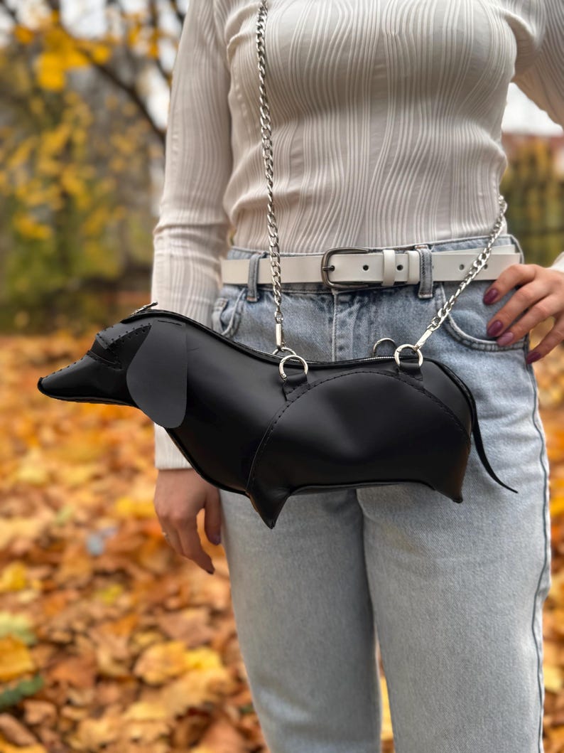Dachshund Leather Bag – Handmade Genuine Leather Dog Purse – Unique ...
