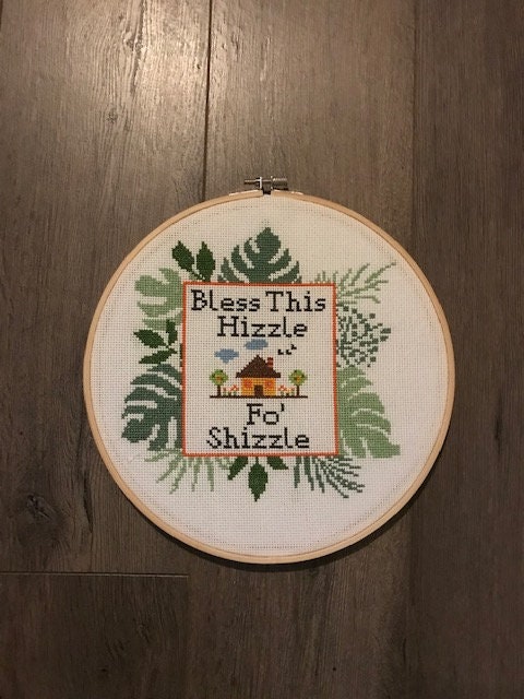 Framed Cross Stitch. Bless This Hizzle for Sizzle - Etsy