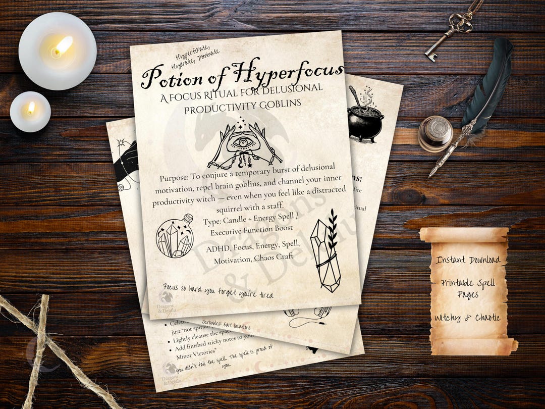 Potion of Hyperfocus – Printable ADHD Motivation Spell Page | Grimoire ...