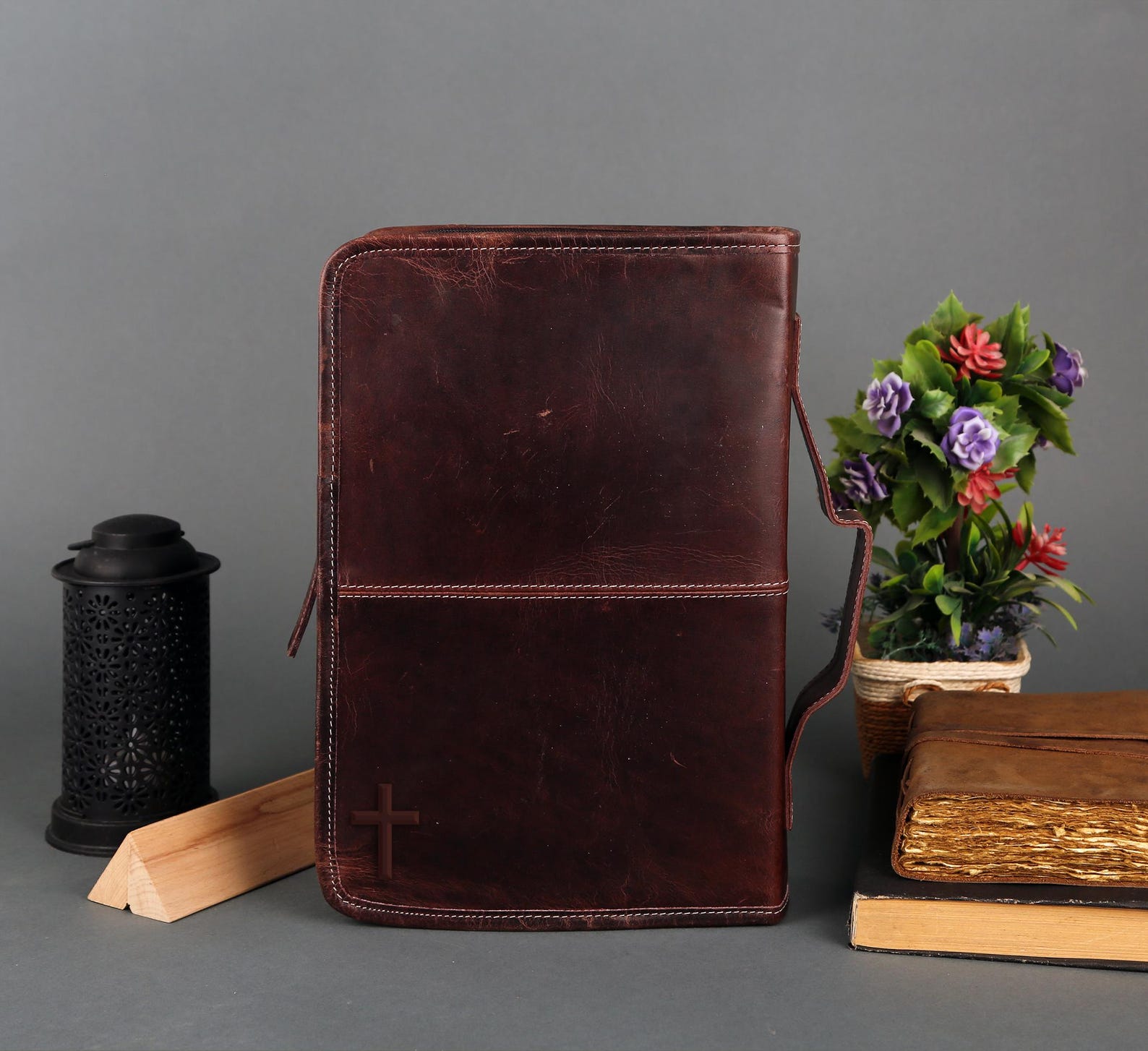 Leather Bible Cover, Leather Bible Holder, Cover for Holy Bible, Bible ...