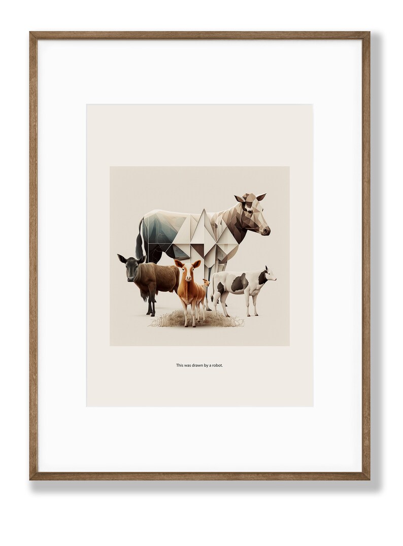 Farm Animals Digital Poster for Download in a Cubist & Abstract Style ...