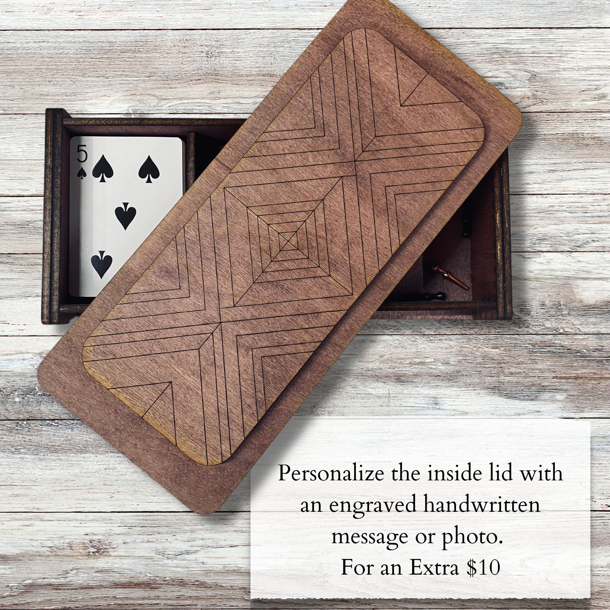 Cribbage Board With Built in Storage Wood Crib Board Cribbage Game ...