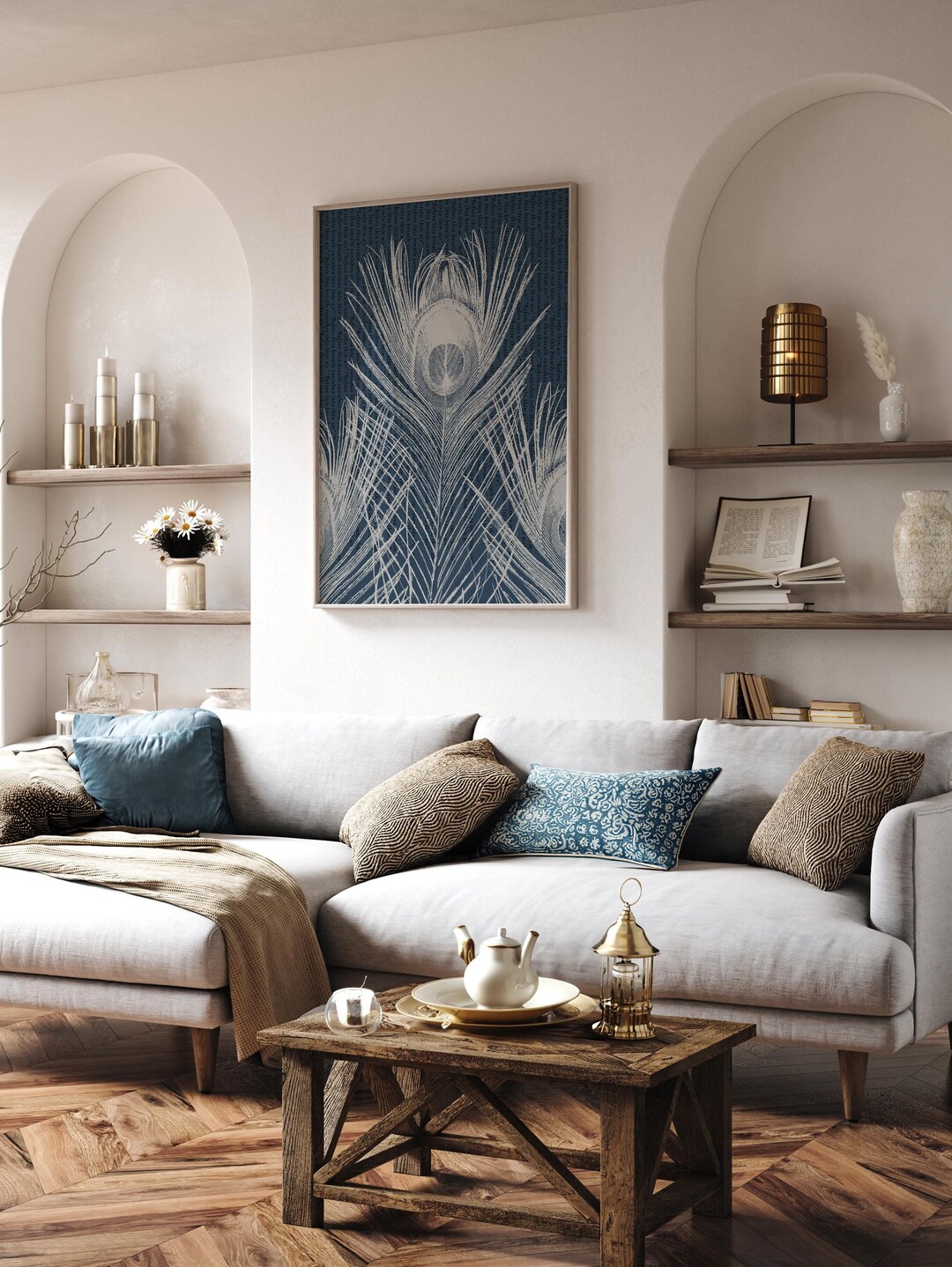 PRINTABLE WALL ART Set Pattern Minimalist Studio Room Neutral Blue ...