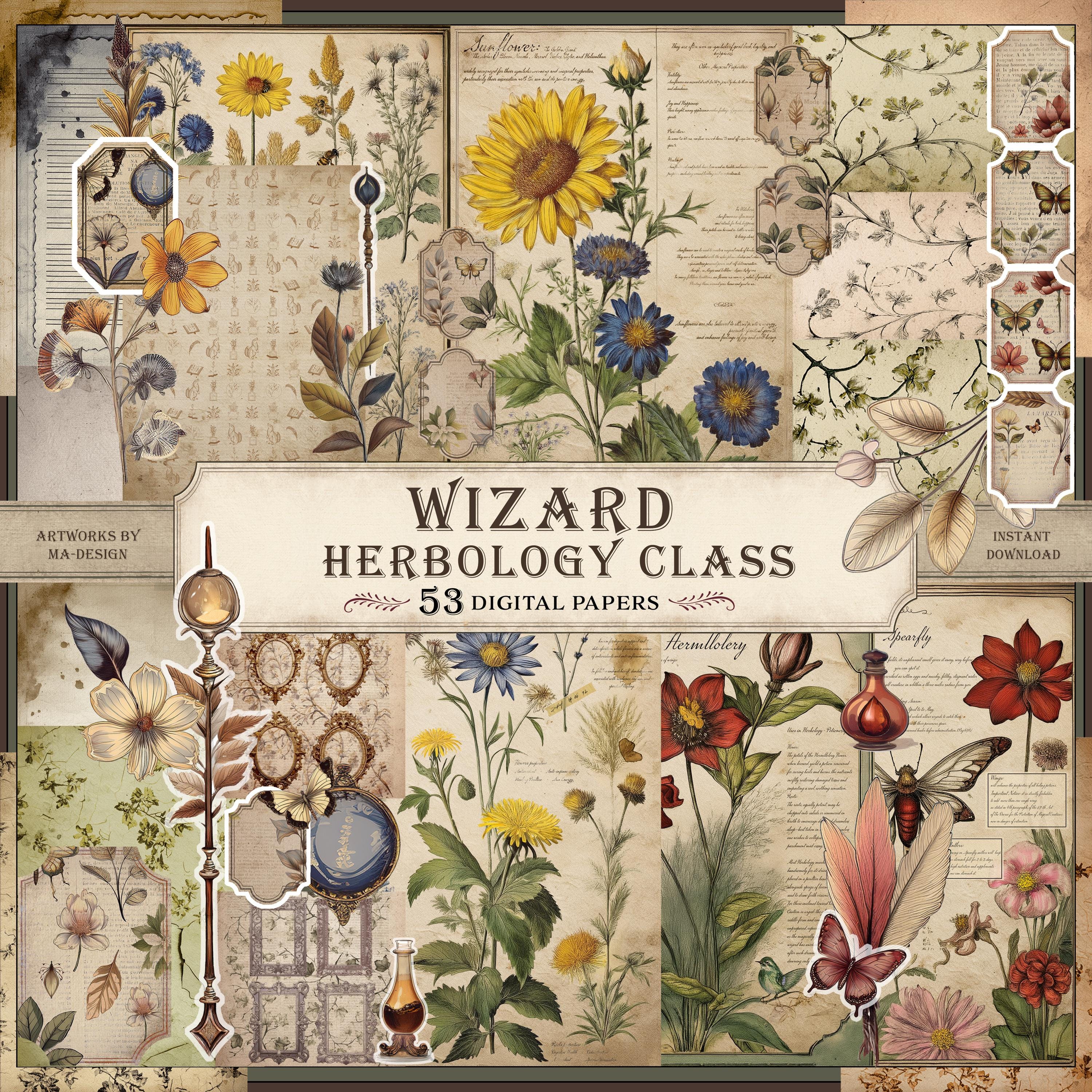 WIZARD HERBOLOGY Class Junk Journal Kit Wizard Journal Kit Herbologist ...