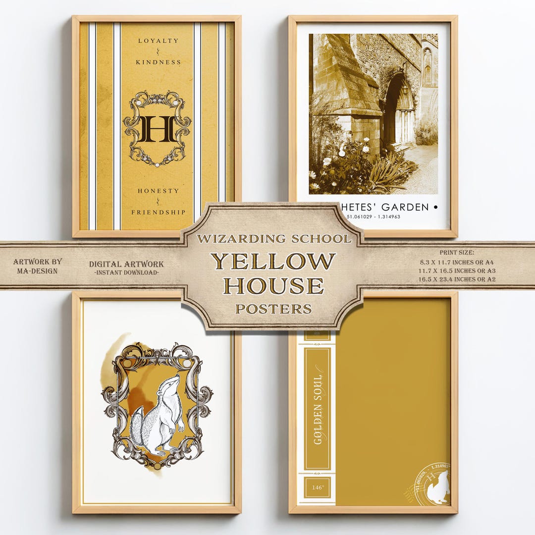 WIZARD POSTER SET Yellow House Paper Set Magic School Wizarding Wall ...