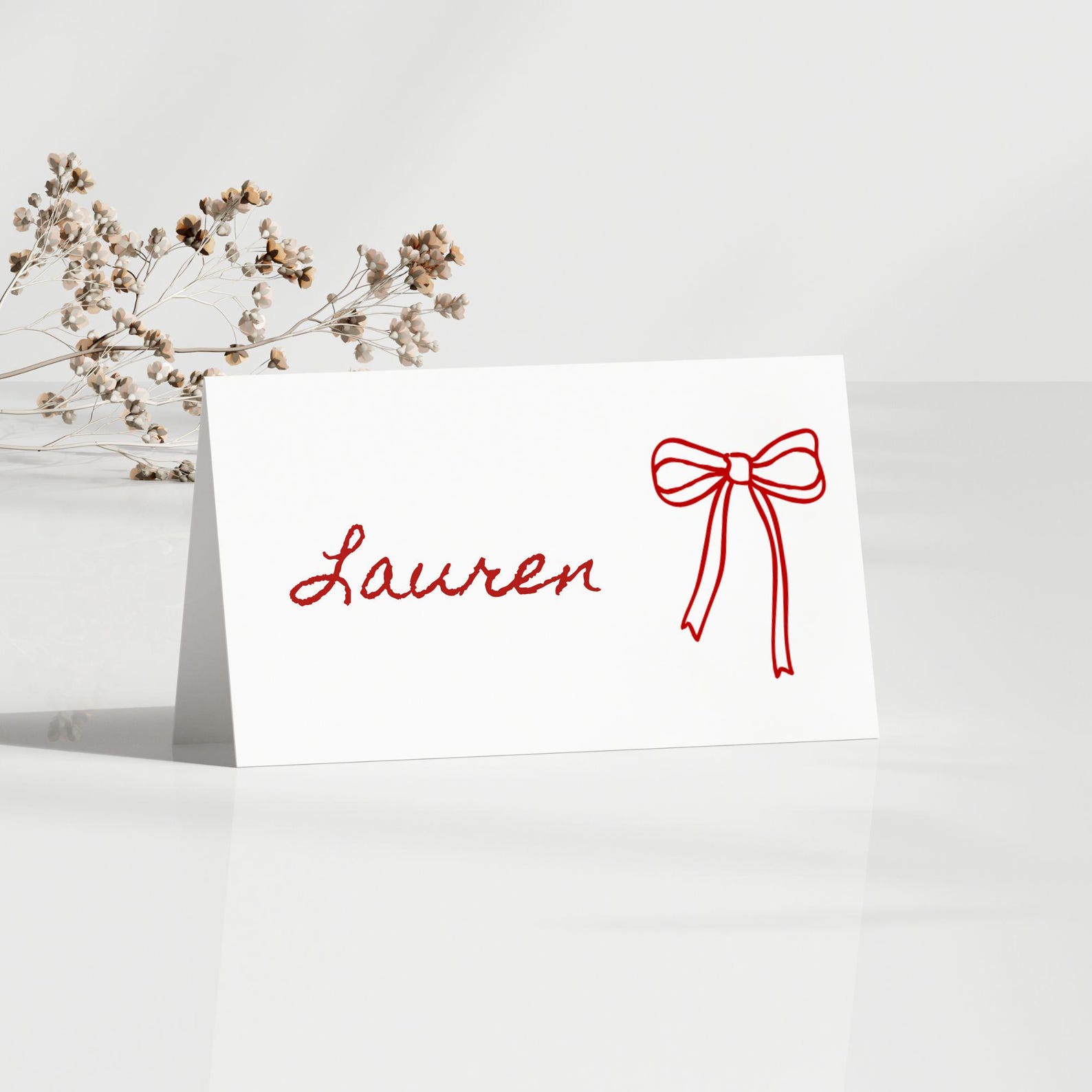 Printable Christmas Dinner Name Place Card, Editable Template, Holiday ...